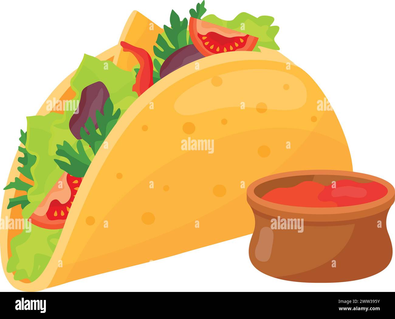 Taco with red sauce. Spicy mexican fast food isolated on white ...