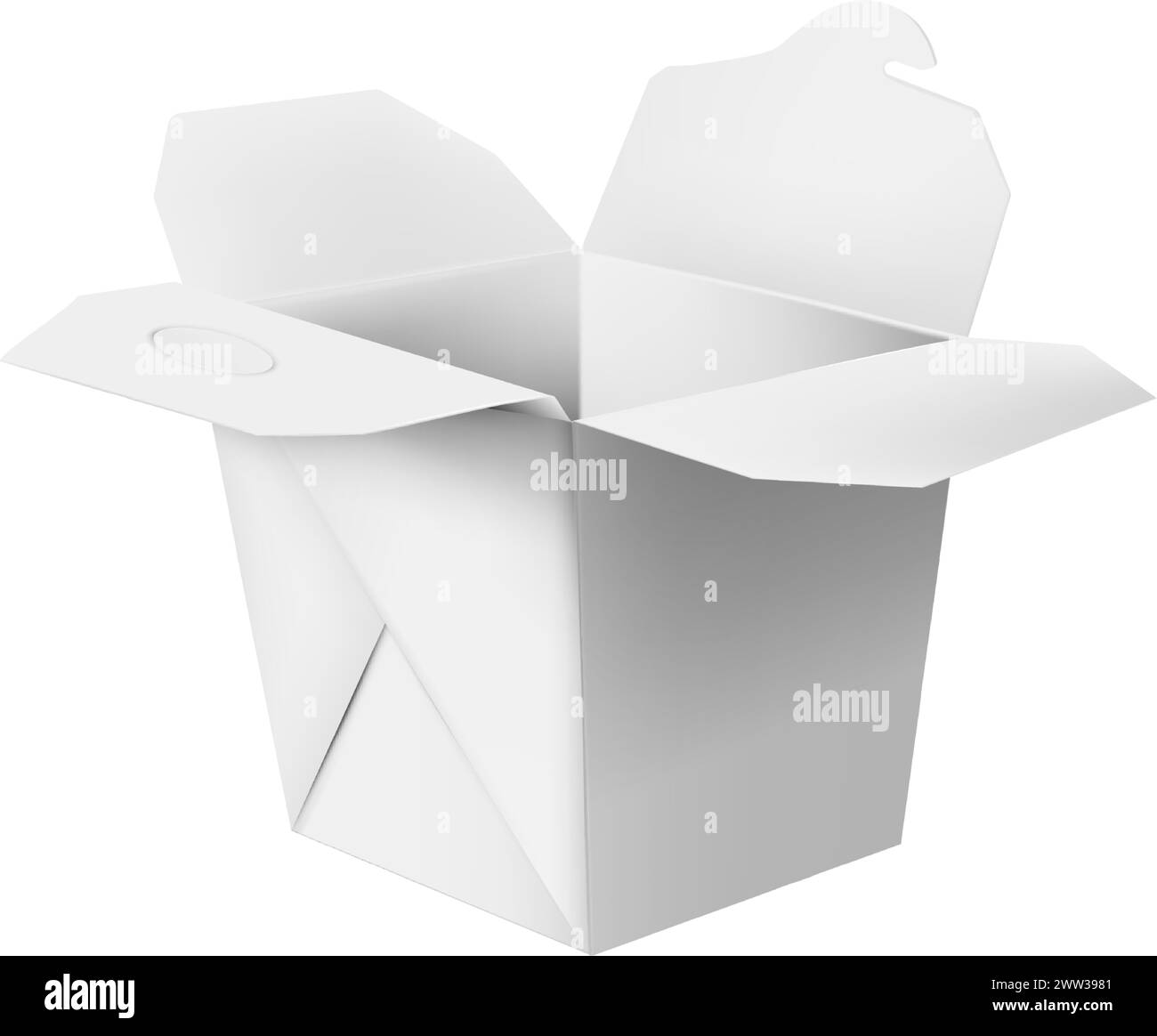 Takeaway food box. Realistic blank paper mockup isolated on white ...