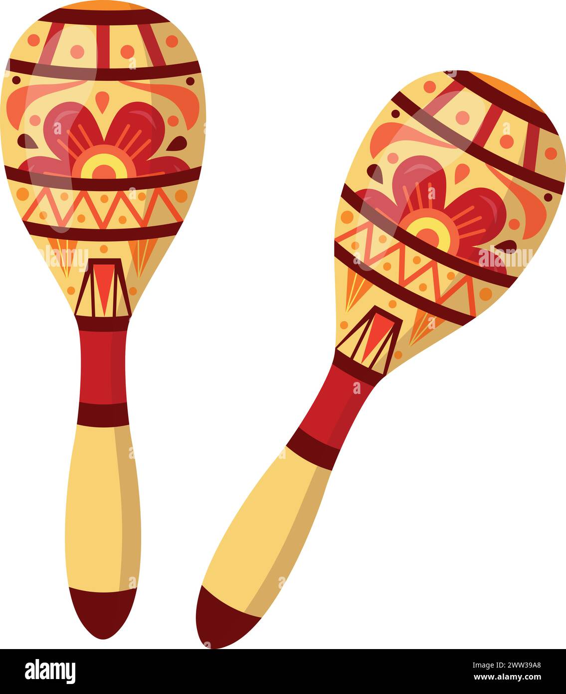 Maracas cartoon icon. Wooden mexican music instrument isolated on white ...