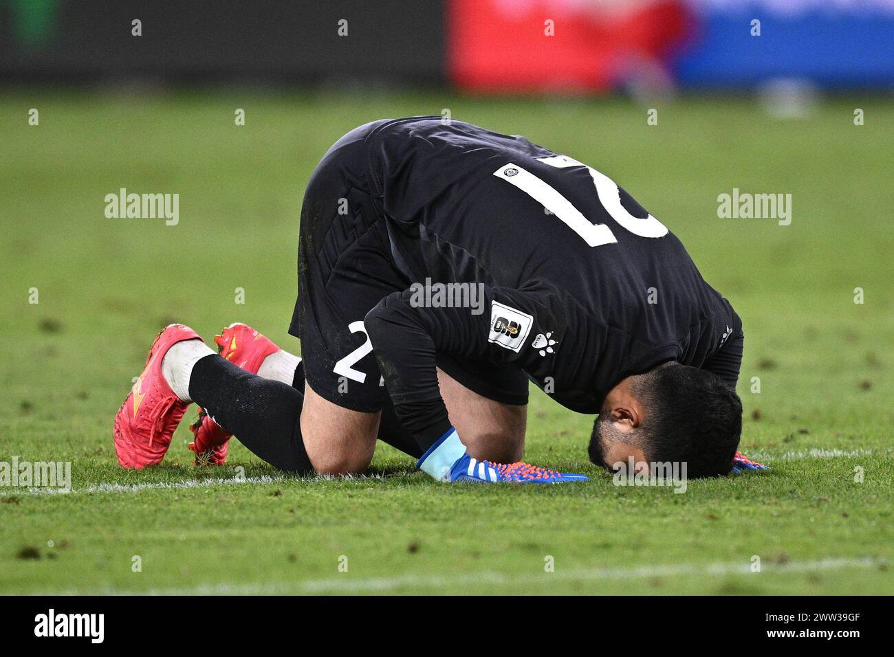 Sydney, Australia. 21st Mar, 2024. Mostafa Matar of Lebanon reacts ...