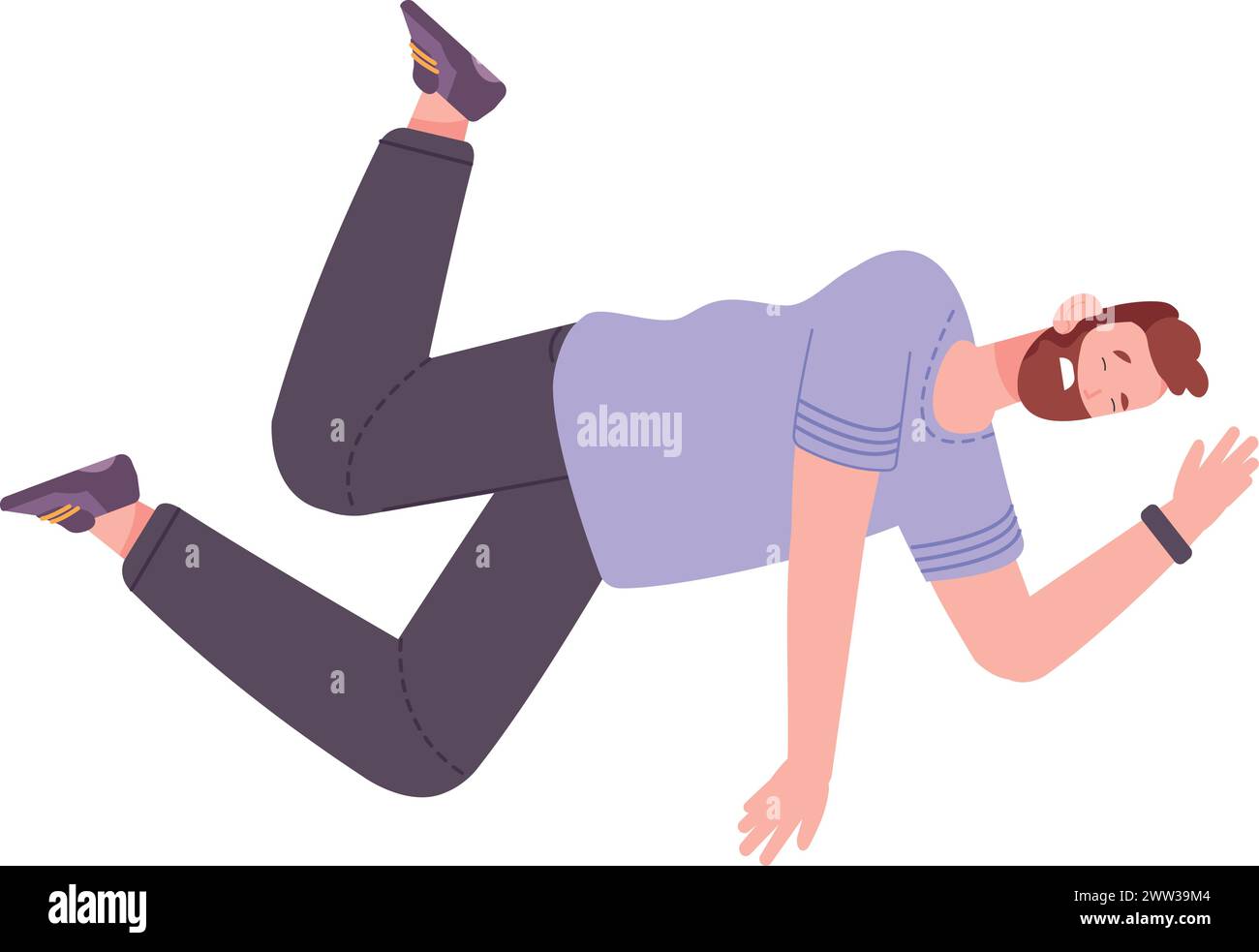 Sad man falling down. Failure character concept isolated on white ...