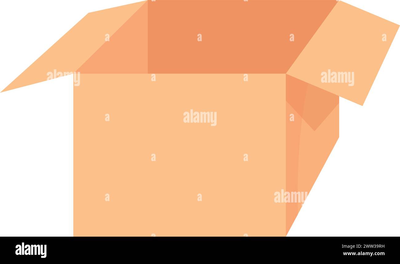 Cardboard box. Open delivery container cartoon icon isolated on white ...
