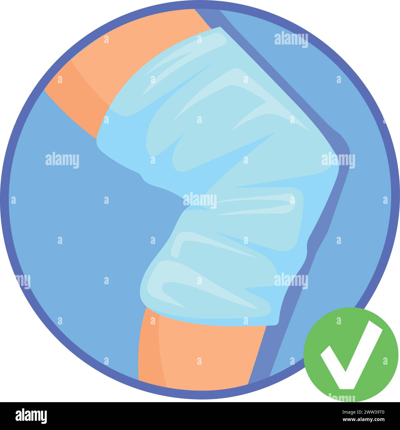 Knee bandage infographics. Leg joint injury pain isolated on white ...