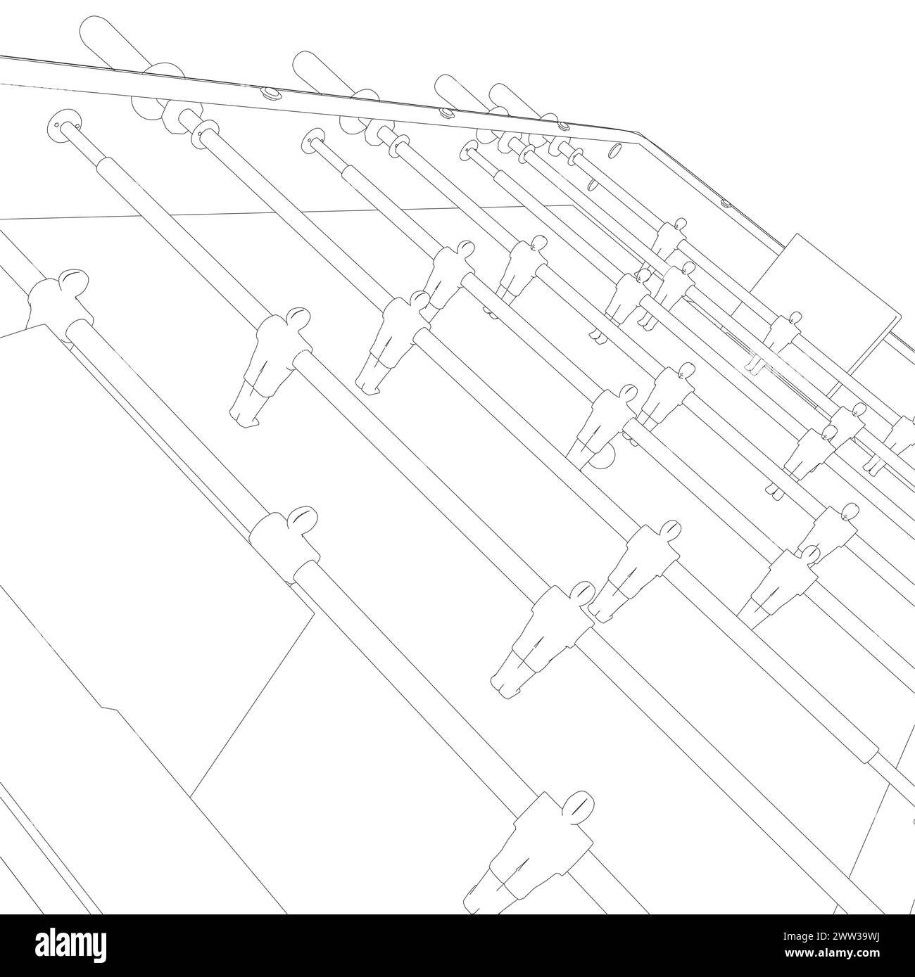 Outline Table Football Game Hobby or Leisure Isometric View. Contour ...