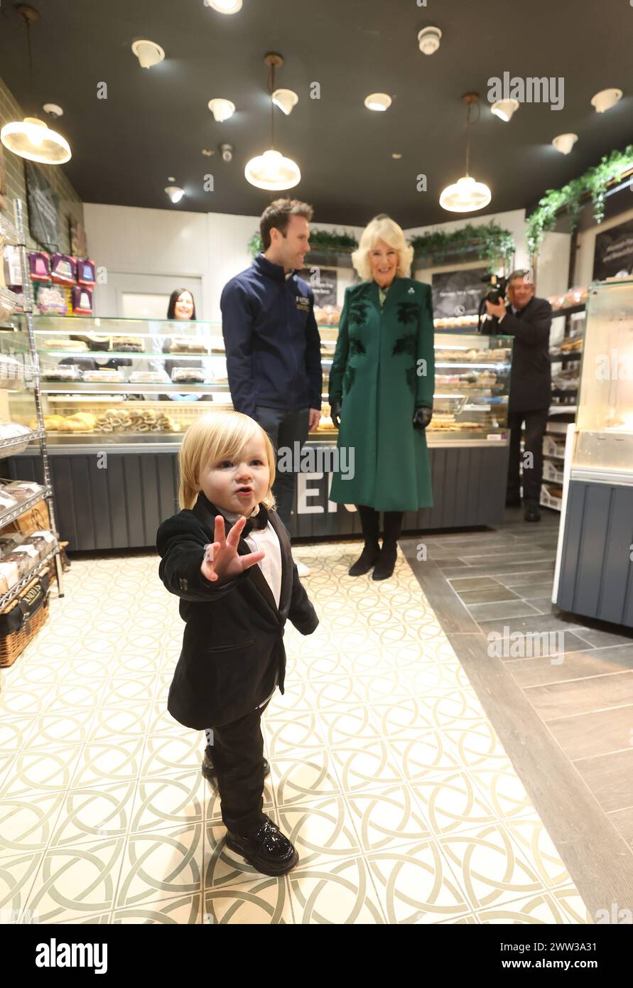 Queen Camilla meets the owner of Knotts Bakery, William Corrie with his ...