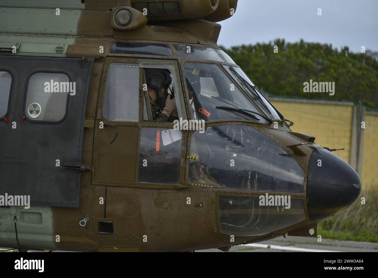 A helicopter, on March 21, 2024, in Ceuta (Spain). The General Command ...