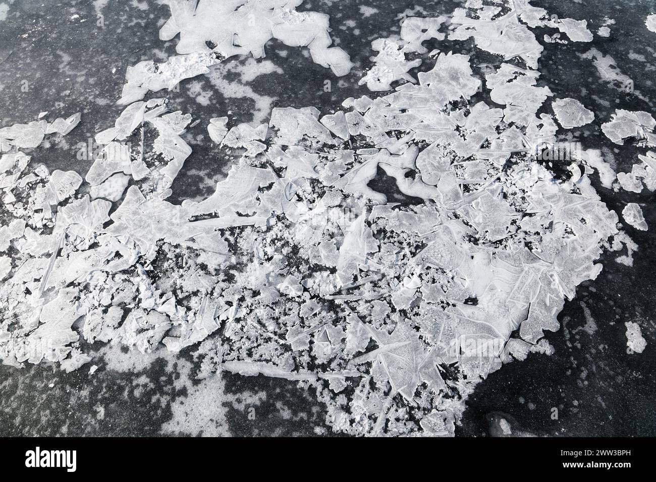 Winter, ice pattern on frozen river, Province of Quebec, Canada Stock ...