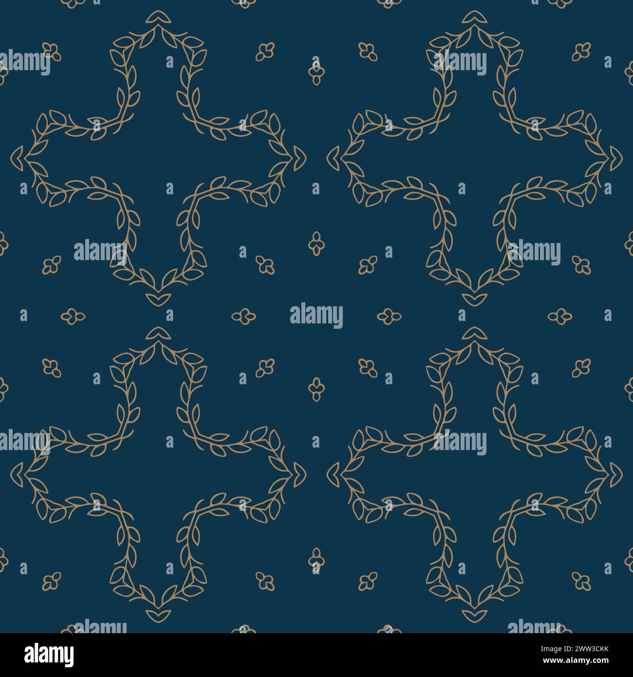 Blue and gold vintage seamless pattern. Floral ornamental luxury damask background. Elegance ...