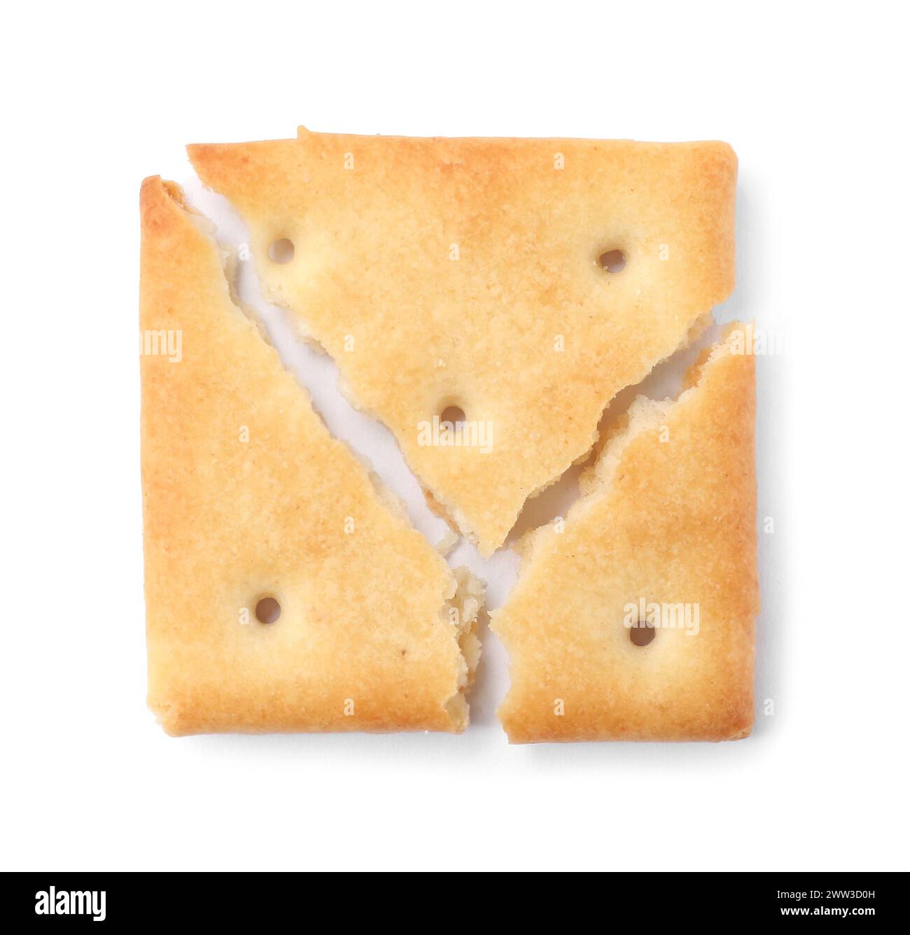 Crispy broken cracker isolated on white, top view Stock Photo - Alamy