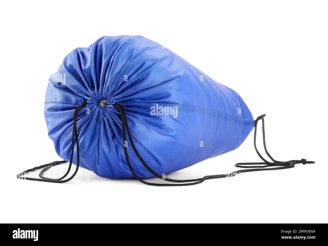 One blue drawstring bag isolated on white Stock Photo - Alamy