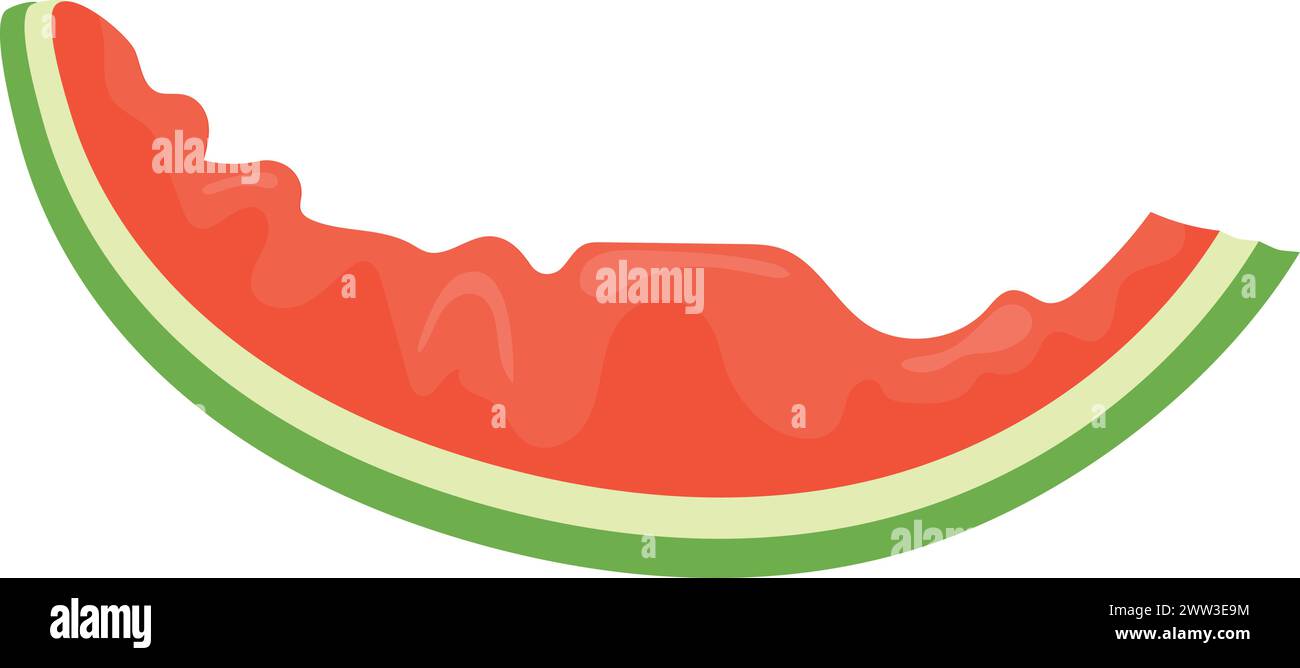 Watermelon slice with bites cartoon icon. Eaten food waste isolated on ...