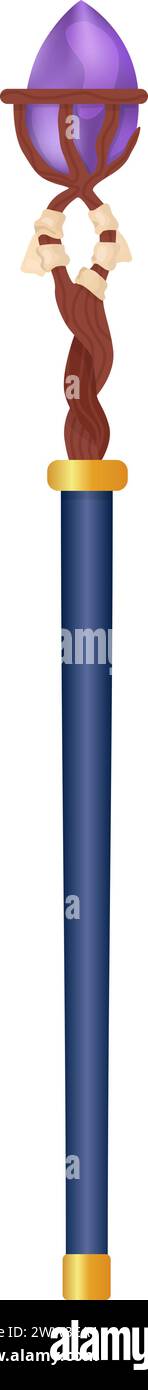 Magic wand. Cartoon wizard staff. Enchanted stick isolated on white ...