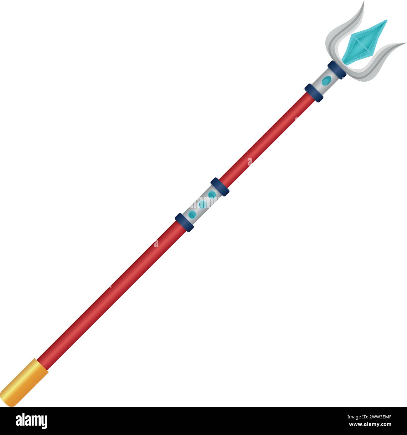 Magic wand icon. Cartoon fantasy game weapon isolated on white ...