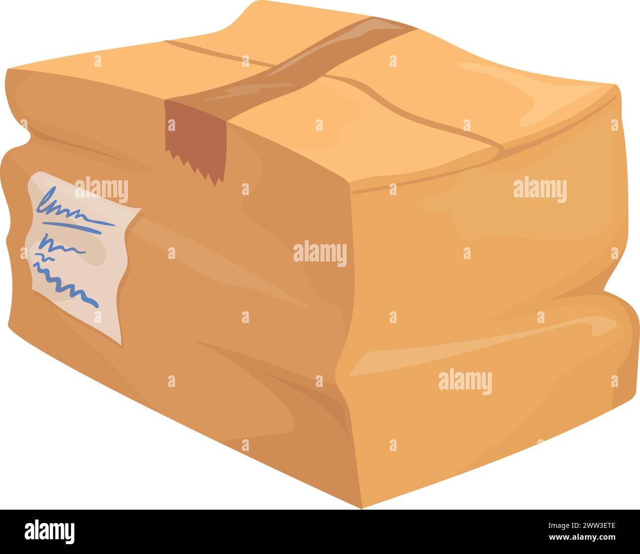 Crumpled paper box. Delivery damage. Cartoon shipping parcel isolated ...