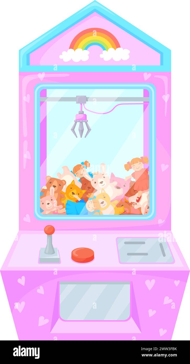 Toy grabbing game machine. Claw crane arcade isolated on white ...