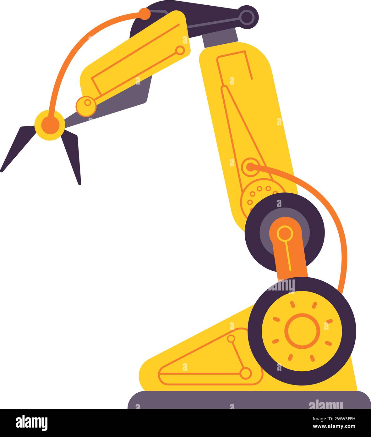 Industrial machinery. Mechanical arm manipulator for modern manufacture isolated on white ...