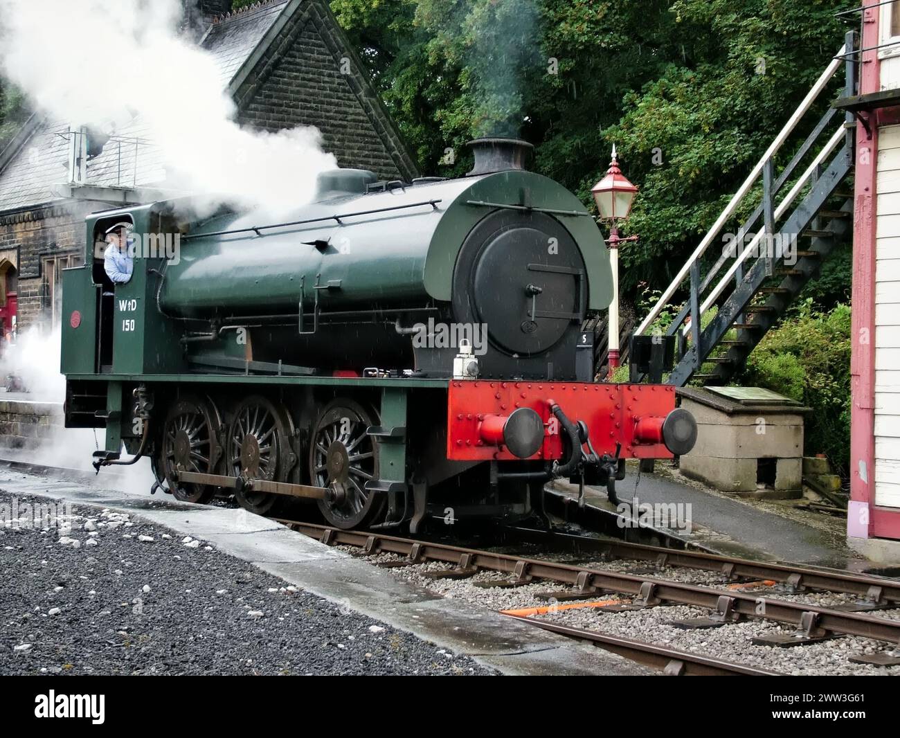 Preserved steam locomotive saddle tank engine train WD150 at Darley ...