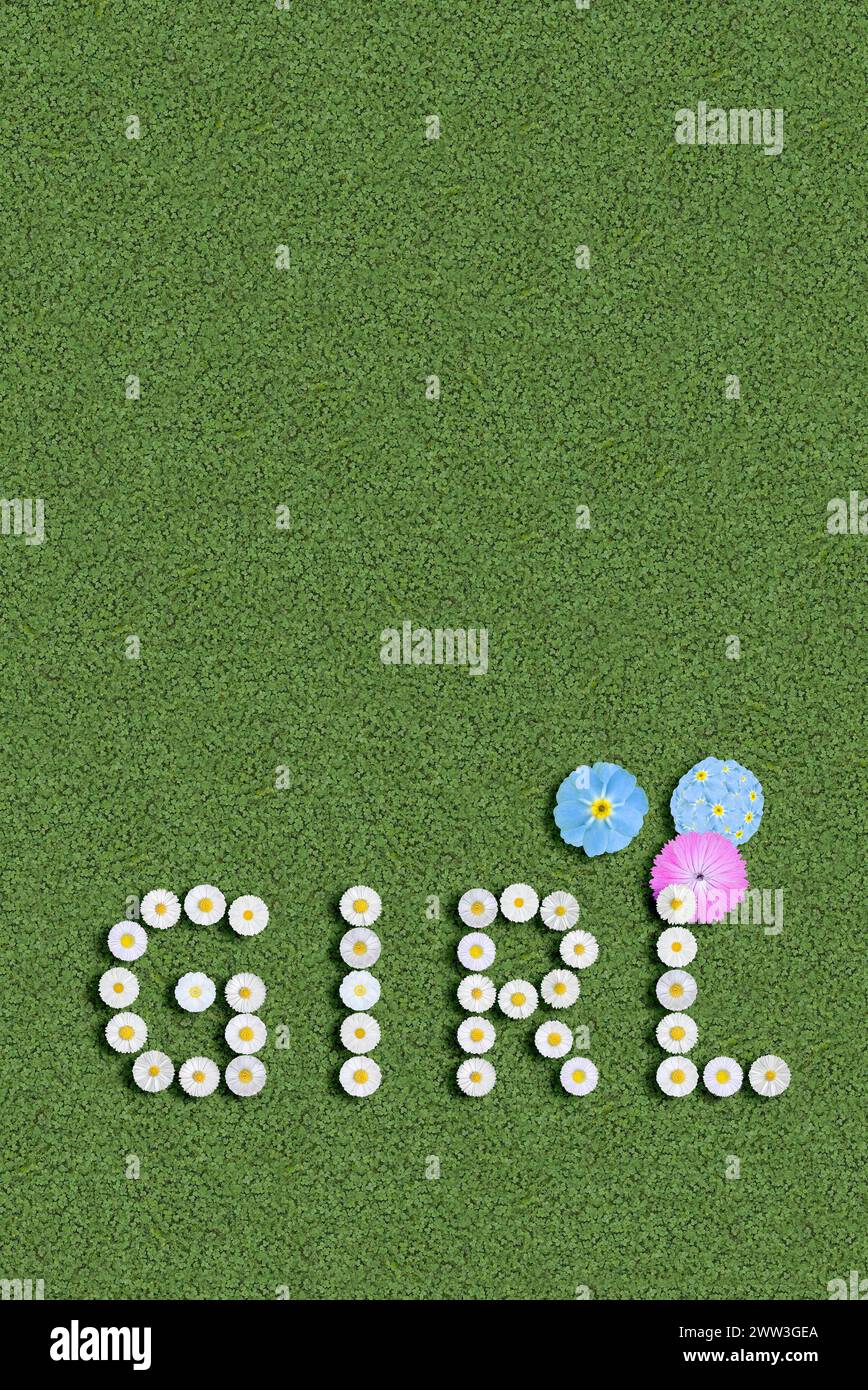 Girl written with flowers Stock Photo - Alamy