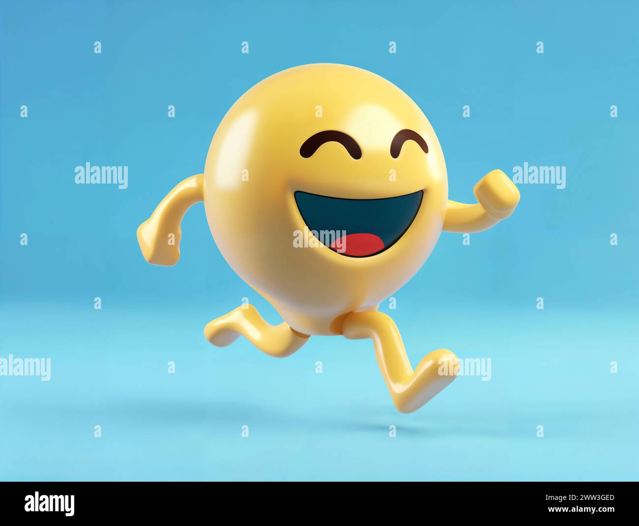 3d emoji running emoticon symbol icon on blue background Stock Photo ...