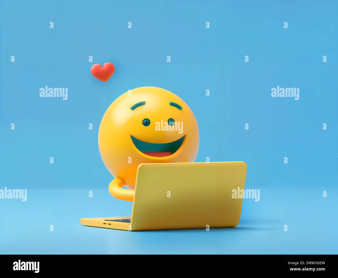 3d emoji chatting on computer emoticon symbol icon on blue background ...
