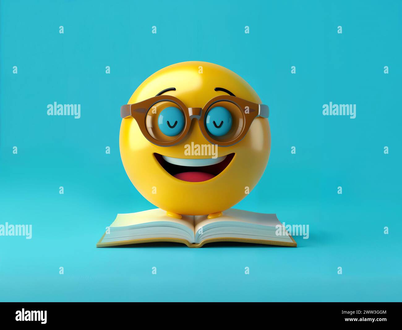 3d emoji reading a book emoticon symbol icon on blue background Stock ...