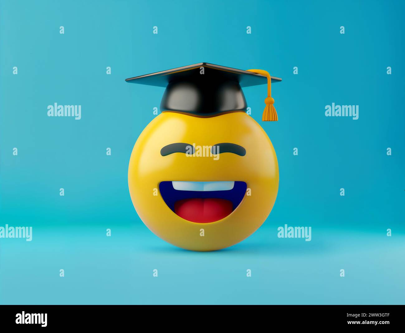 3d emoji student emoticon symbol icon on blue background Stock Photo ...