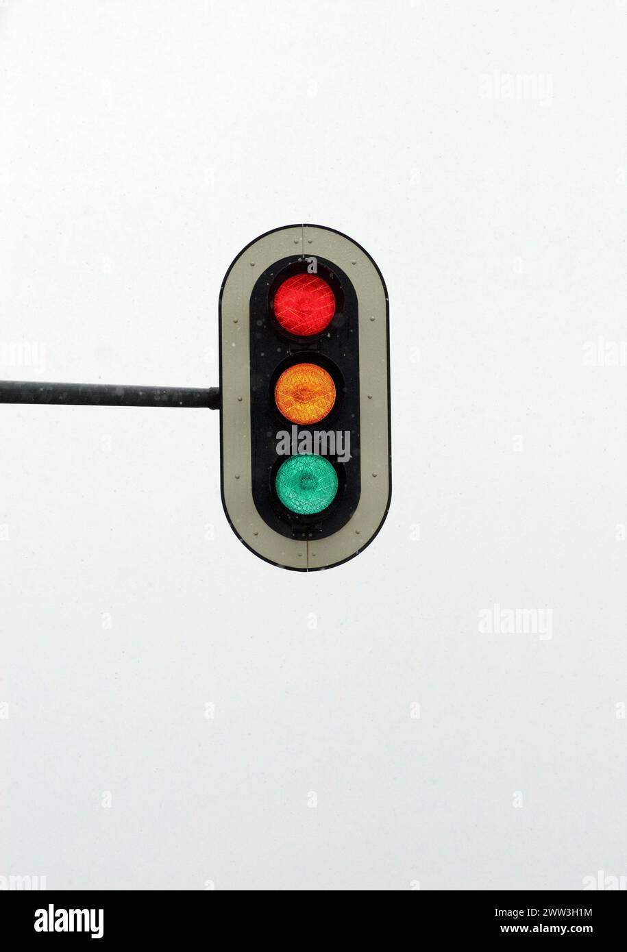 Traffic light in winter Stock Photo - Alamy