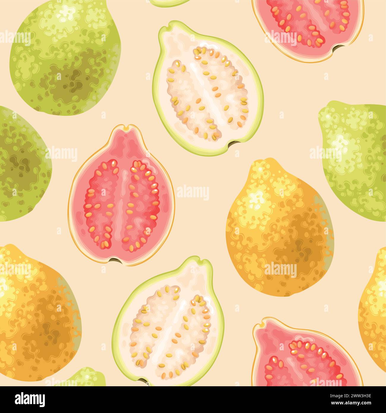 Whole half guava fruit Stock Vector Images - Alamy