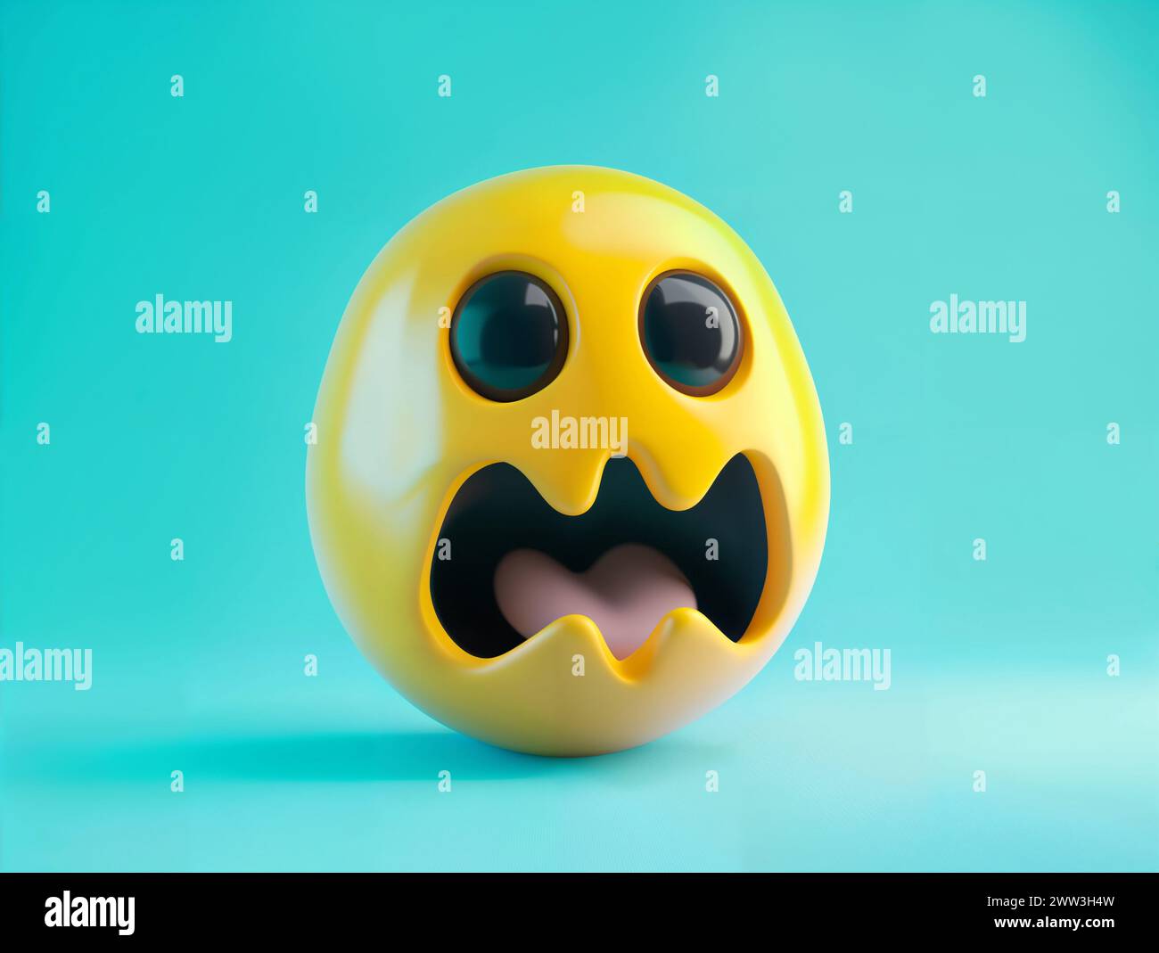 3d emoji afraid emoticon symbol icon on blue background Stock Photo - Alamy