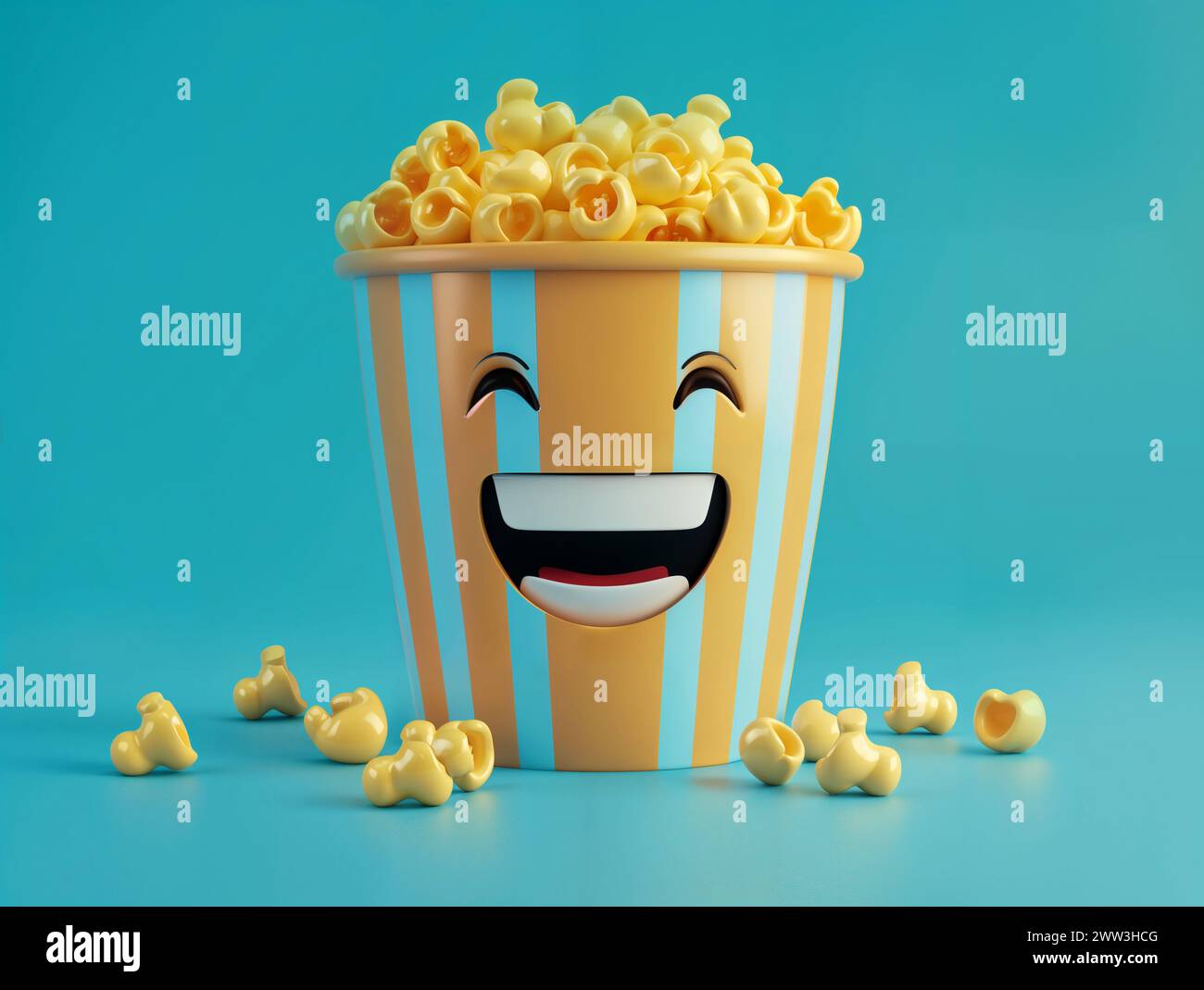 3d emoji popcorn emoticon symbol icon on blue background Stock Photo ...