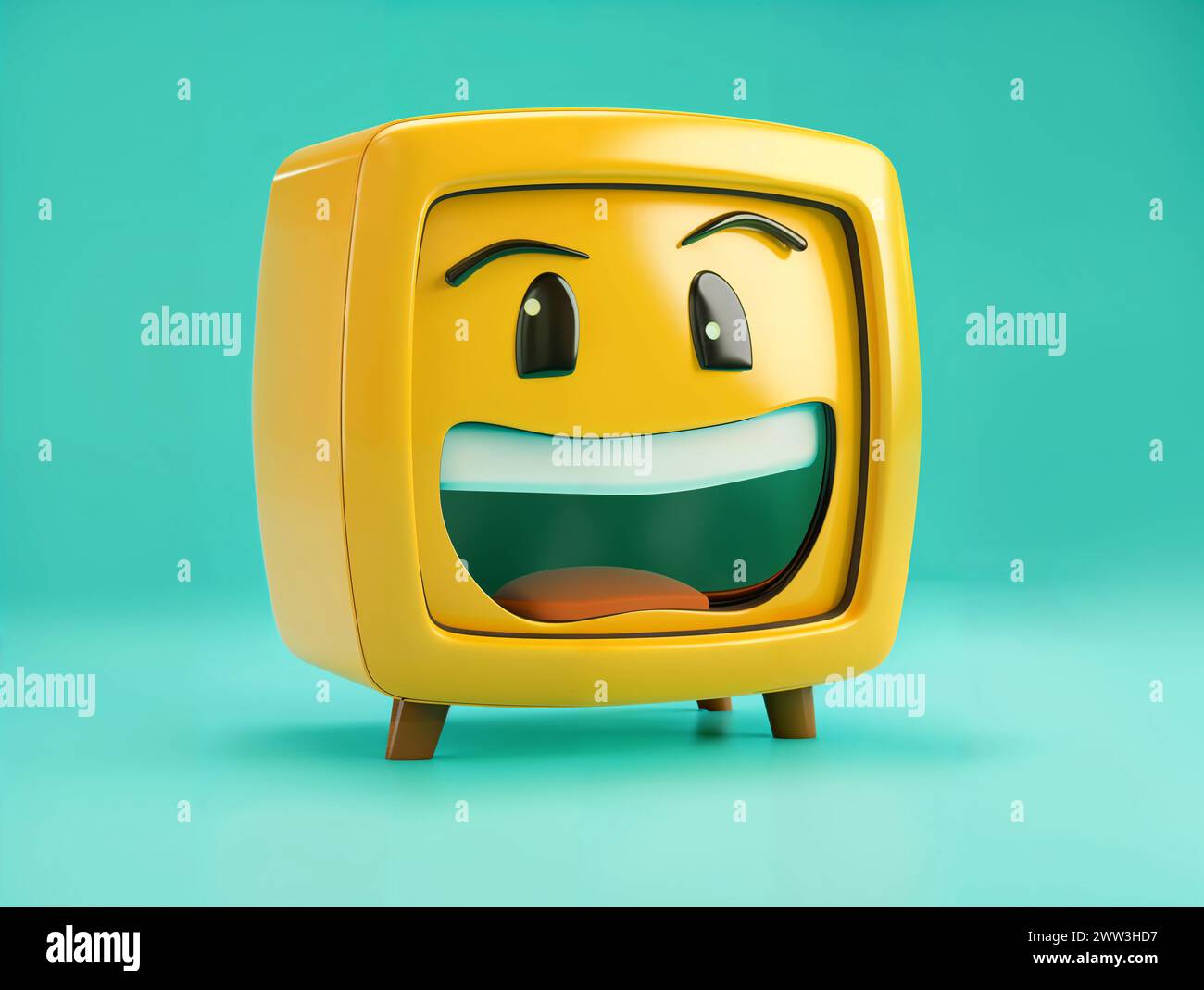 3d emoji TV emoticon symbol icon on blue background Stock Photo - Alamy