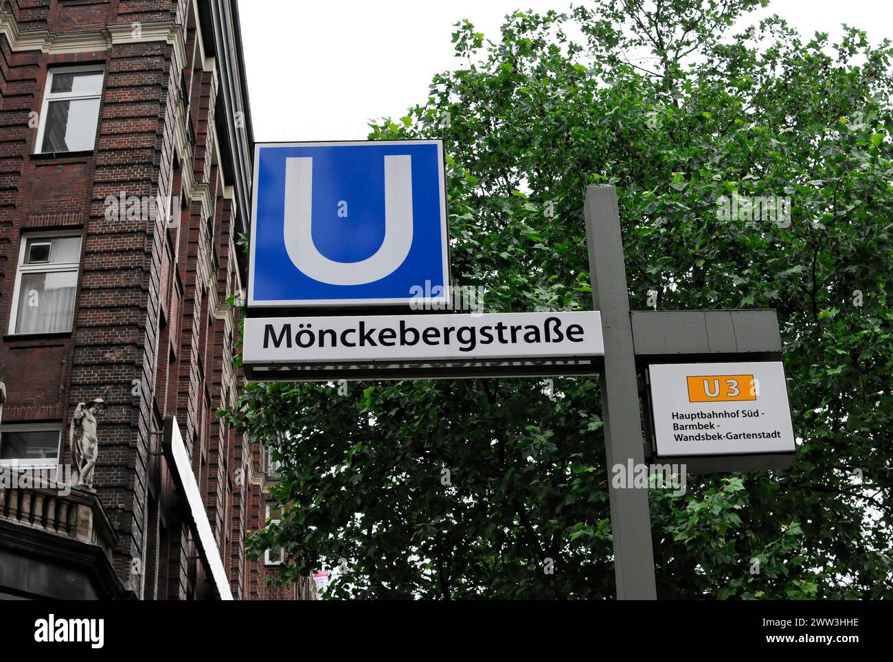 Street signs of the Hamburg underground station Moenckebergstrasse with ...