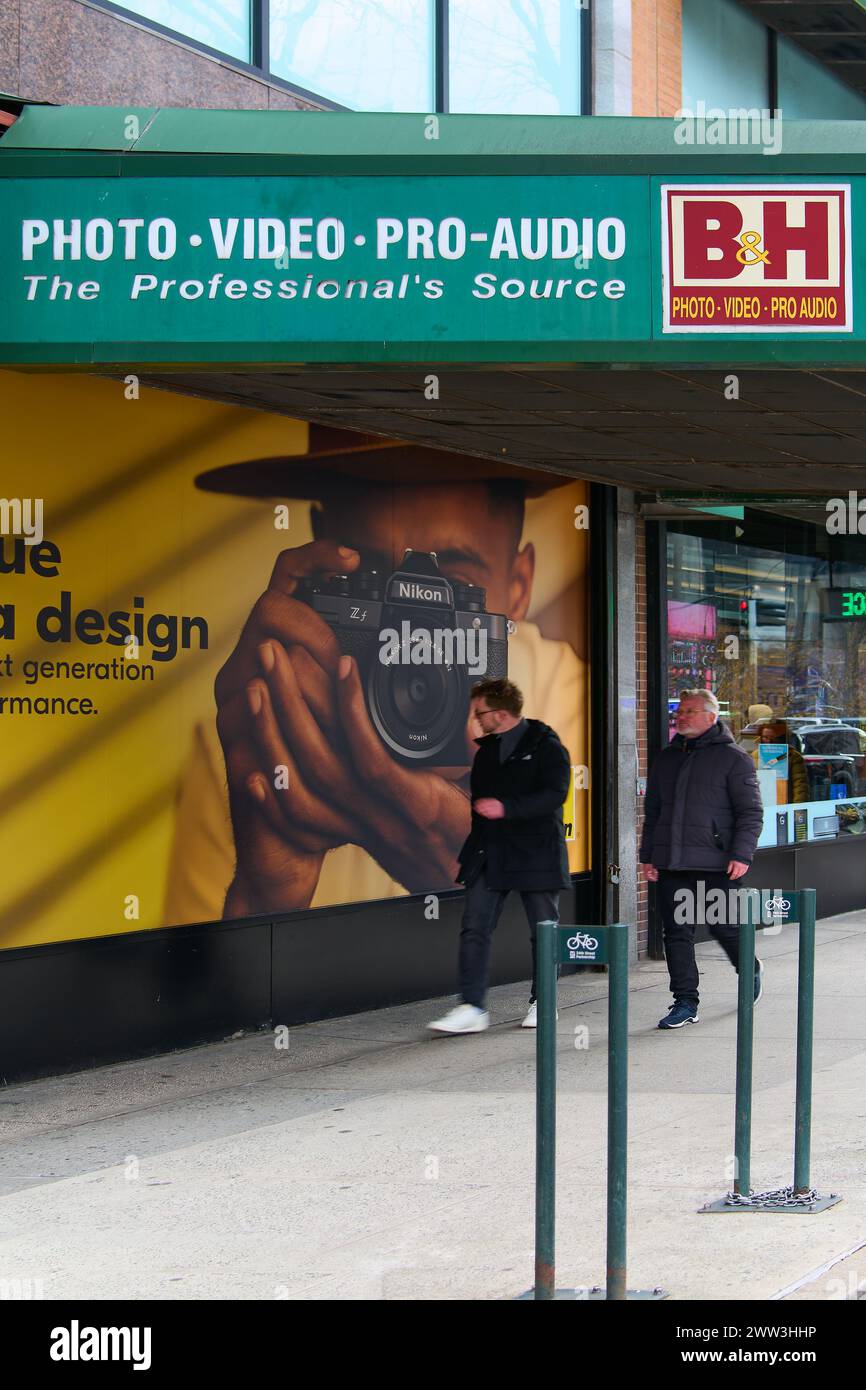 New York, NY, USA - March 21, 2024: Daytime image of the well-known B H ...