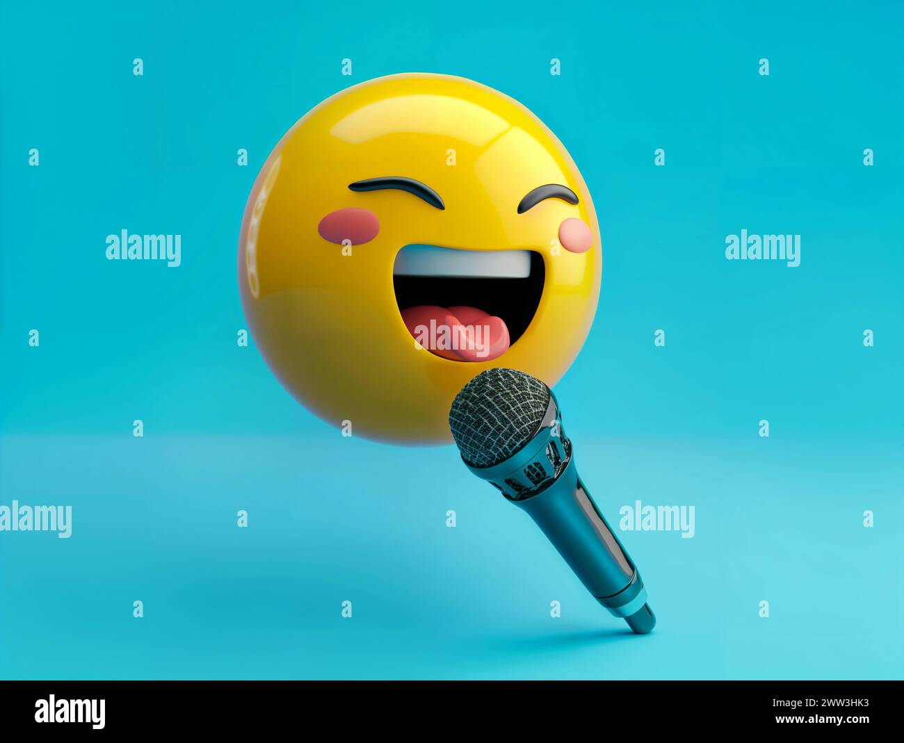 3d emoji singing emoticon symbol icon on blue background Stock Photo ...
