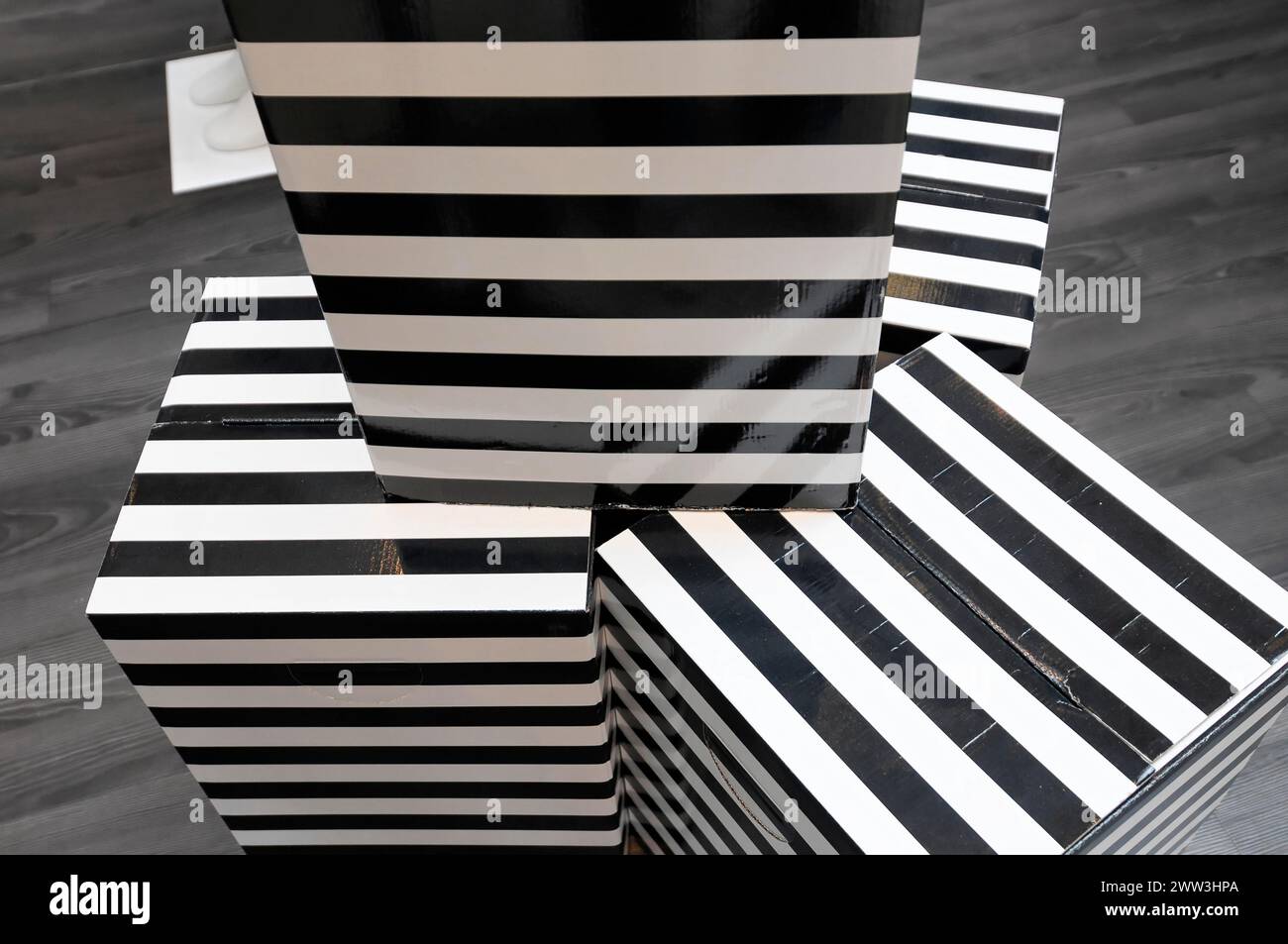 Europa Passage, Ballindamm, Decorative boxes with black and white ...