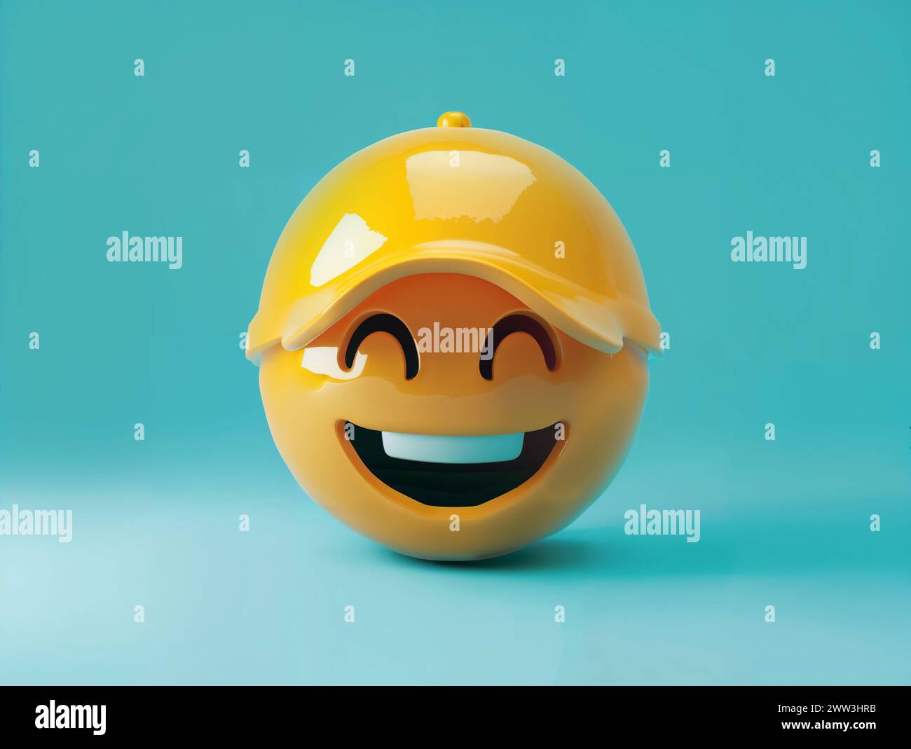 3d emoji with a cap emoticon symbol icon on blue background Stock Photo ...