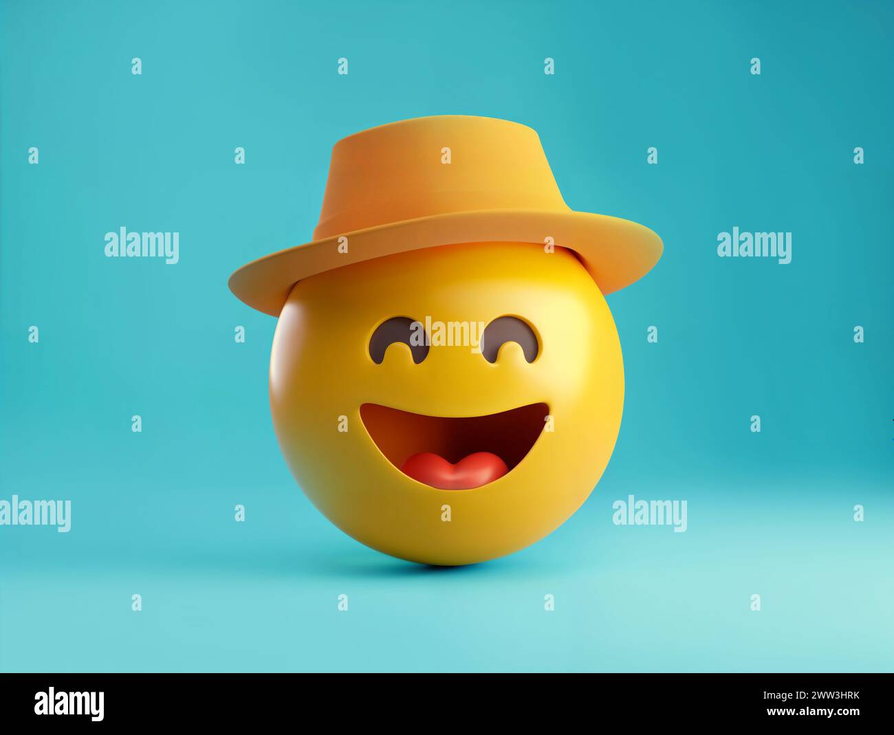3d emoji with hat emoticon symbol icon on blue background Stock Photo ...