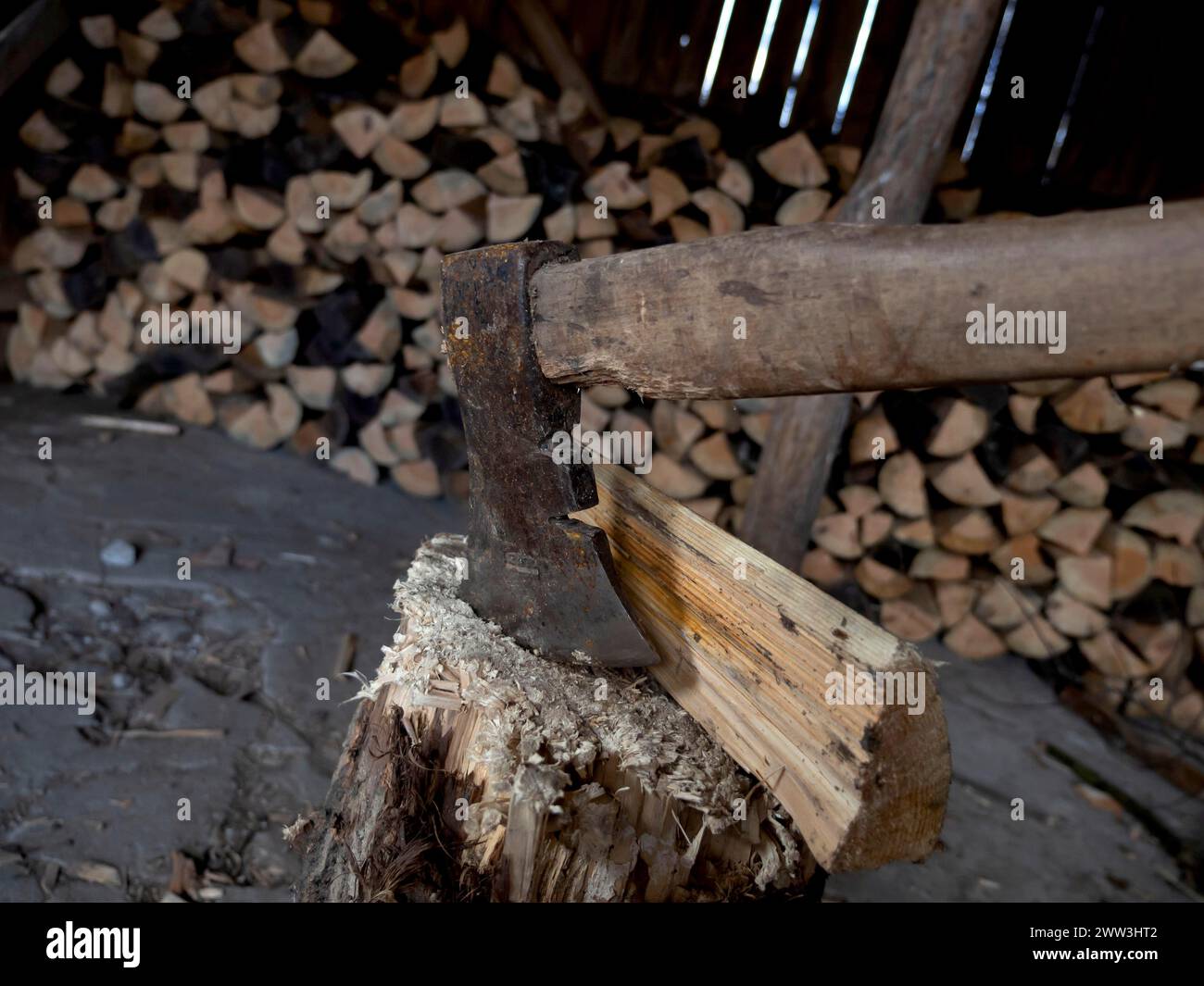 Chopping wood ax close hi-res stock photography and images - Alamy