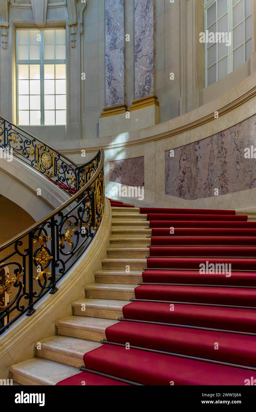 Interior view, historic staircase and window in the foyer, Bode Museum ...