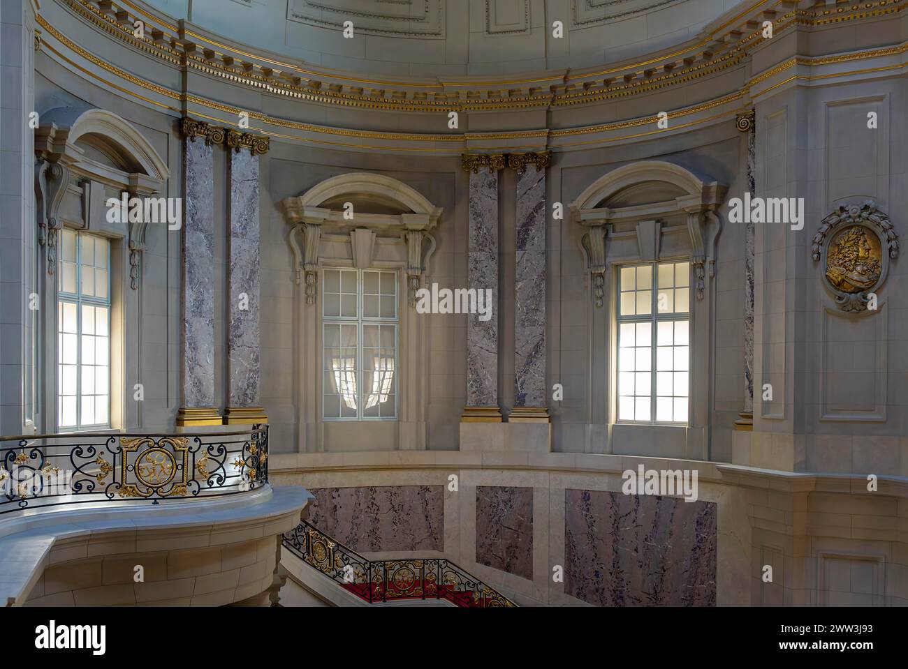 Interior view, historic staircase and window in the foyer, Bode Museum ...