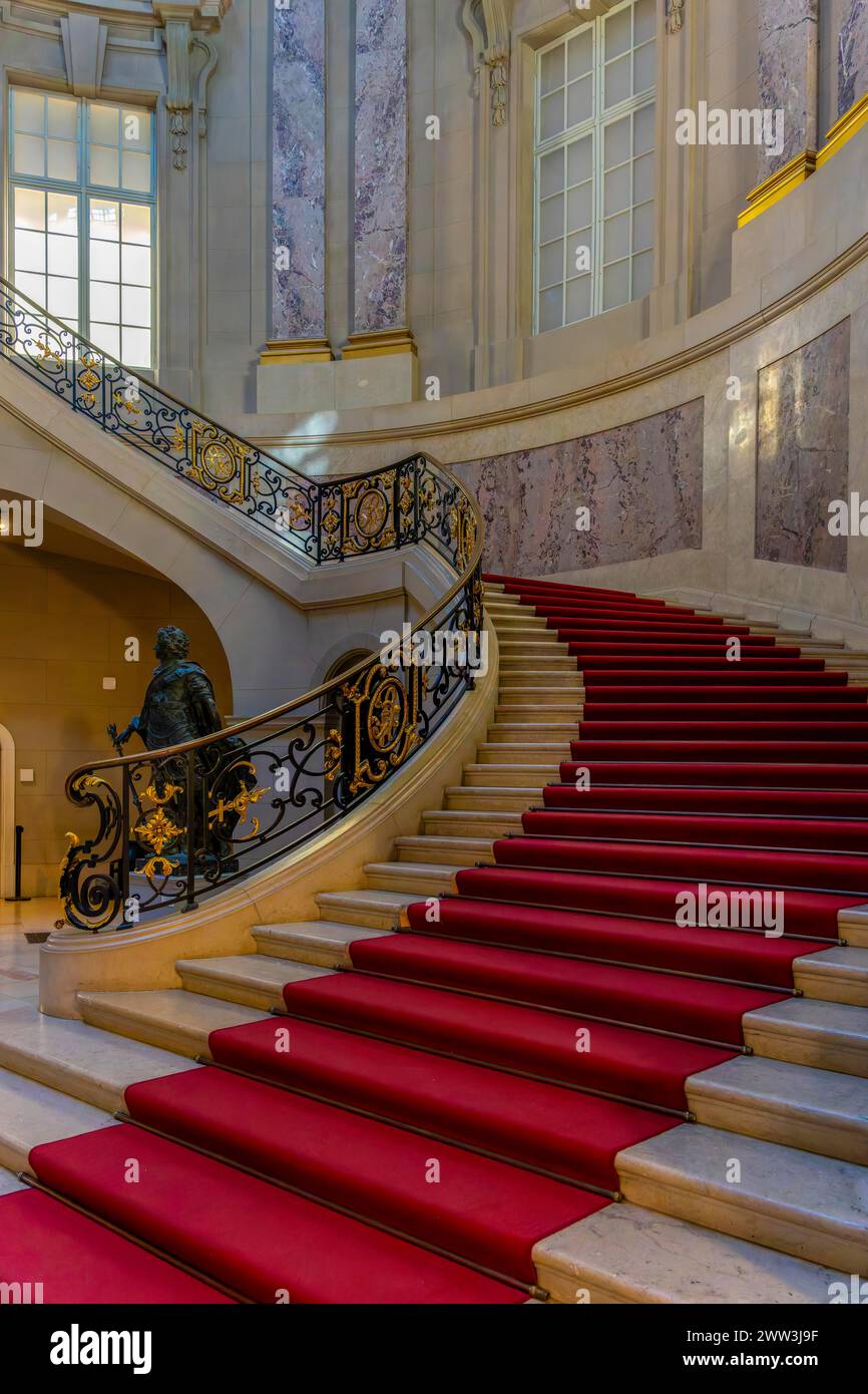 Interior view, historic staircase and window in the foyer, Bode Museum ...