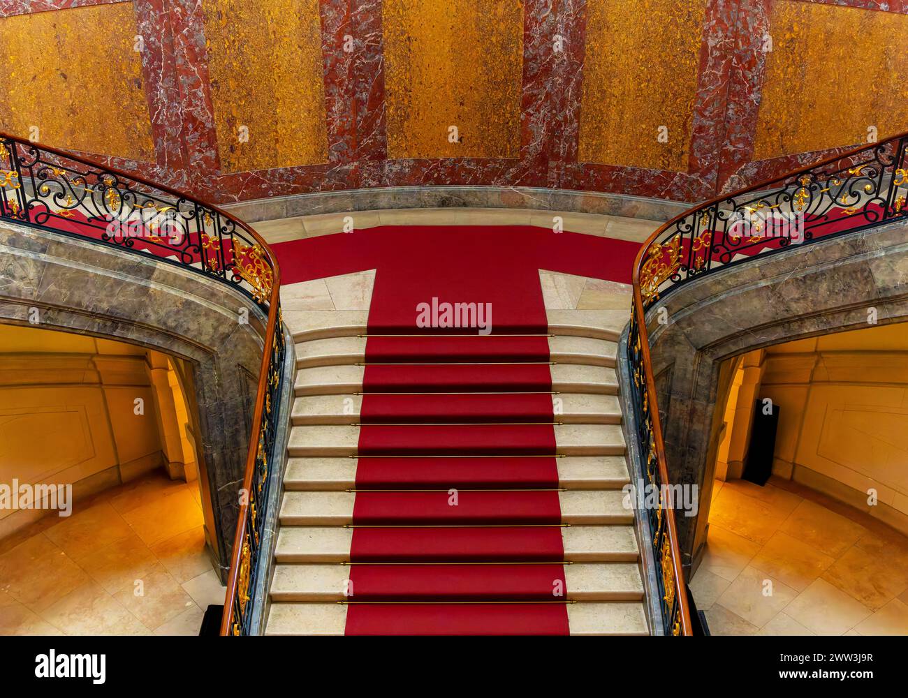 Interior photograph, historic staircase in the foyer, Bode Museum ...