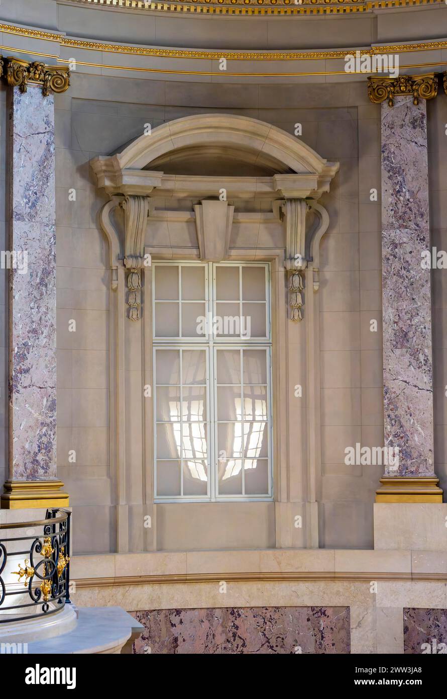 Interior view, historic staircase and window in the foyer, Bode Museum ...