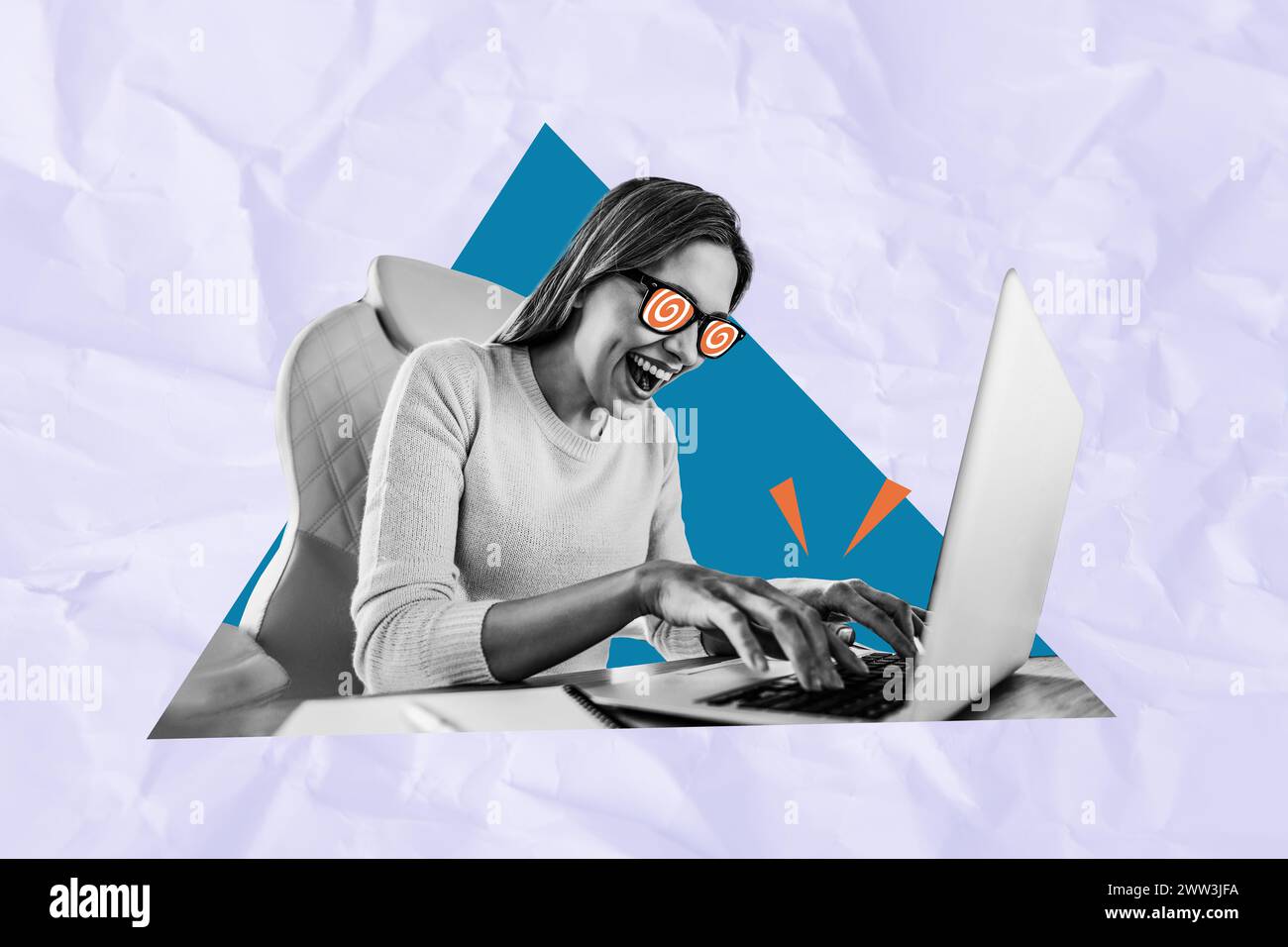 Composite trend artwork image collage of black white silhouette young ...