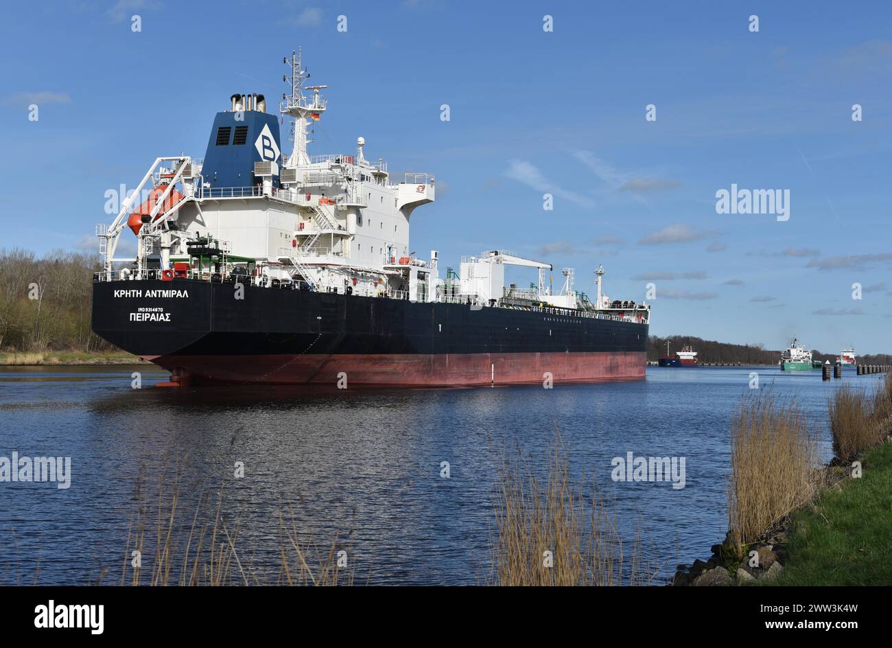Oil tanker, tanker Krita Admiral in the Kiel Canal, Kiel Canal ...