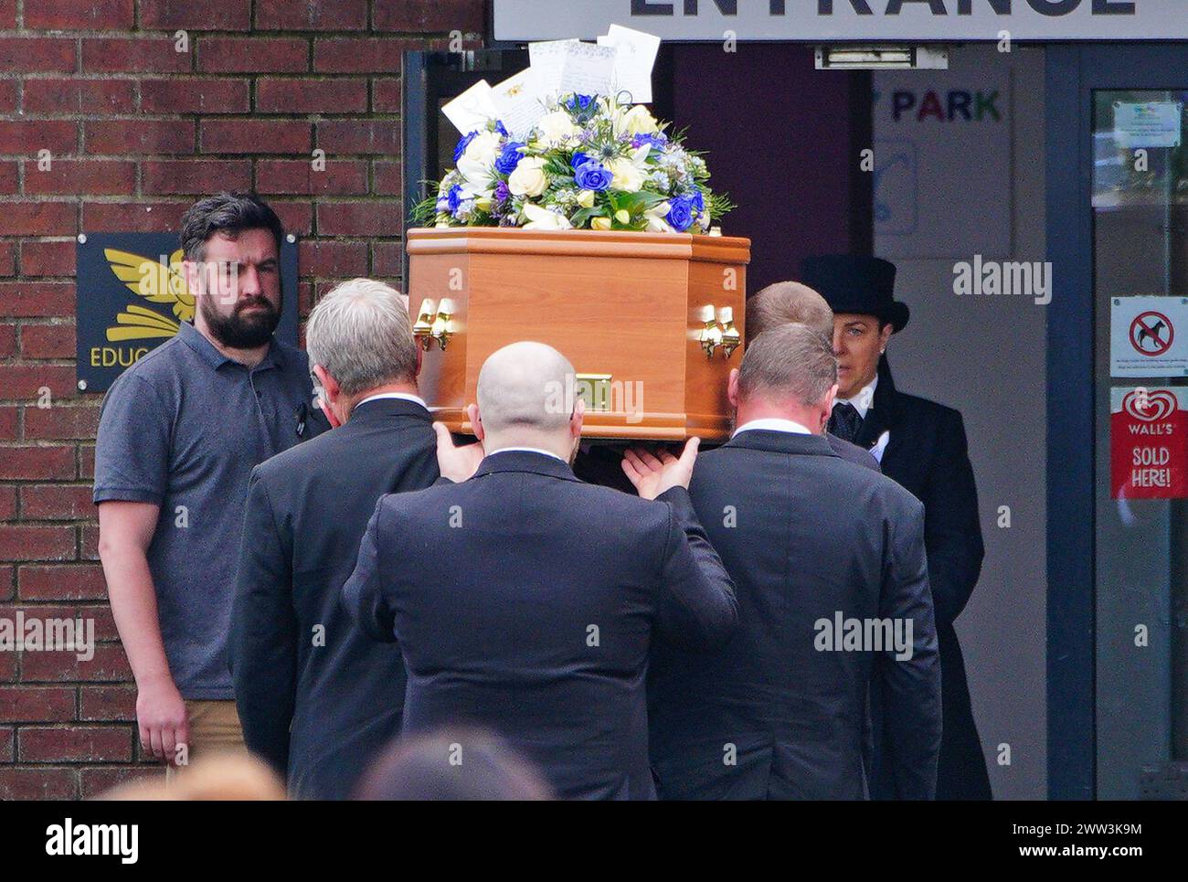 The coffin of 16-year-old Max Dixon arrives for his funeral service at ...