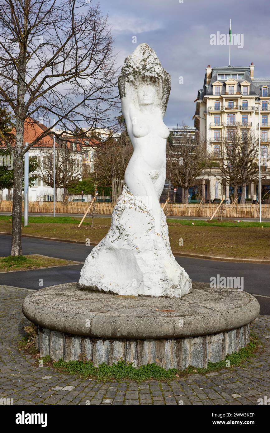 Statue of the Virgin of Lake Geneva, Vierge du Lac in the district of ...