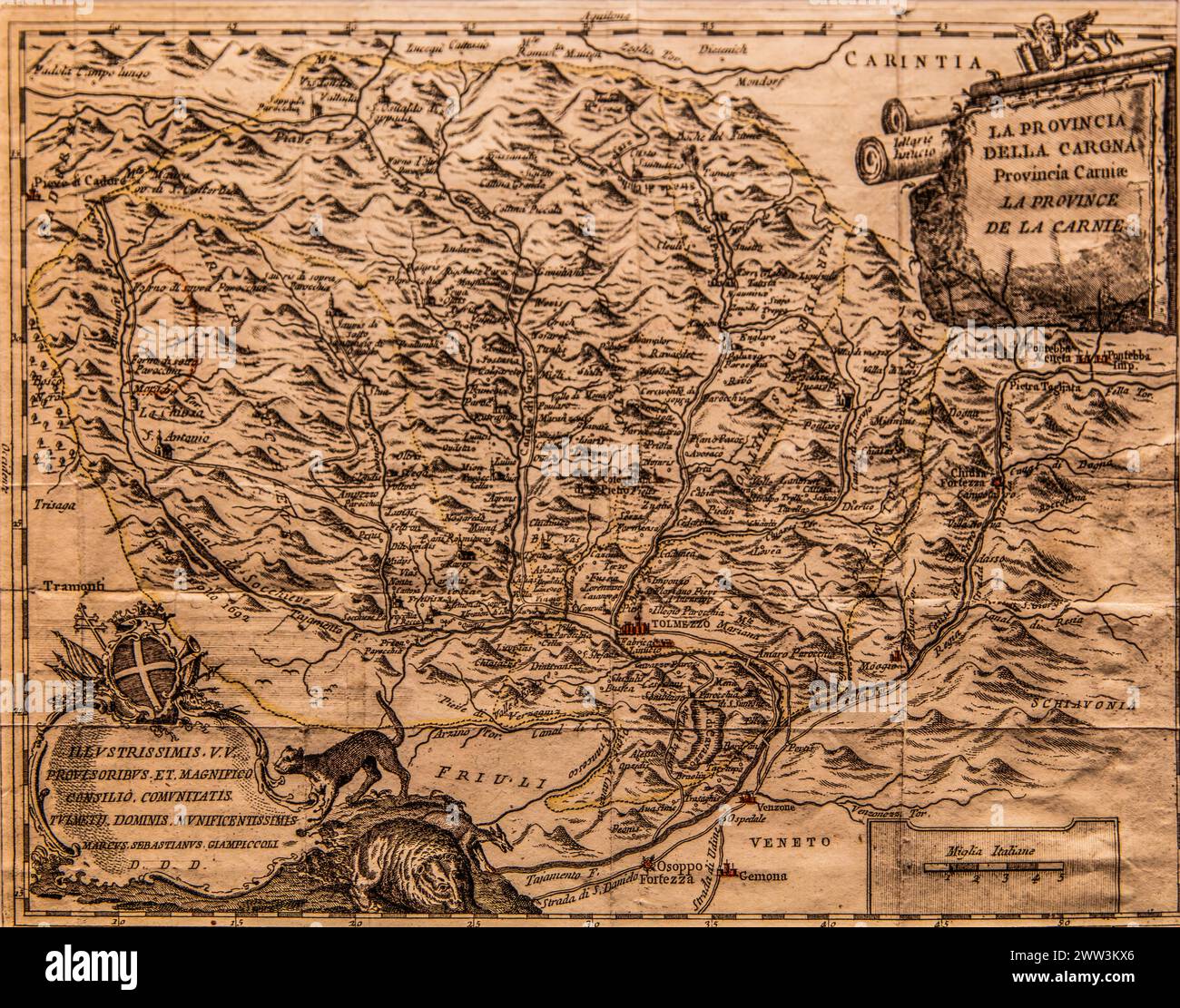 Map of the Province of Carnia, Marco Sebastiano Giampiccoli, etching ...