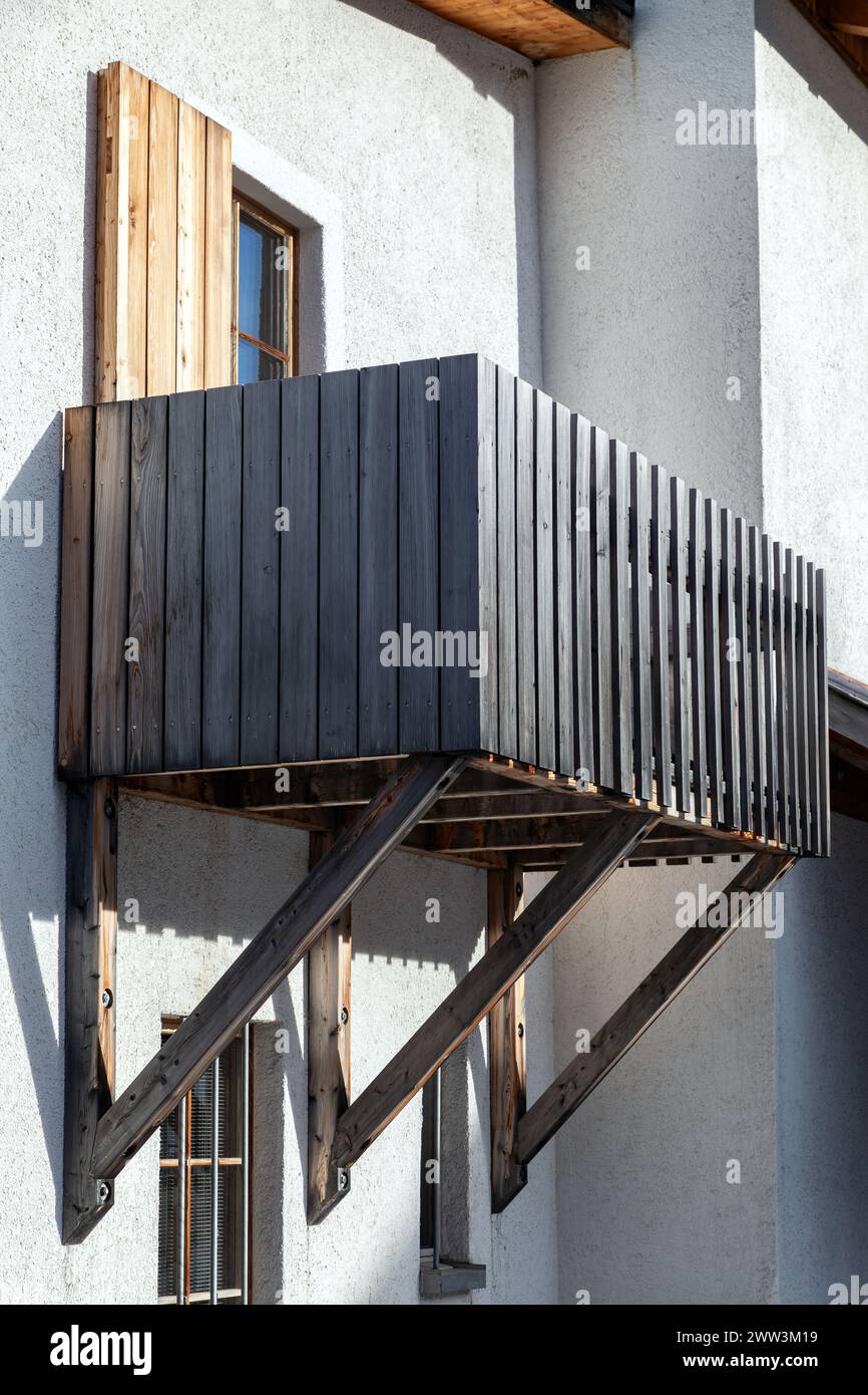 wooden balcony construction on residential building Stock Photo - Alamy