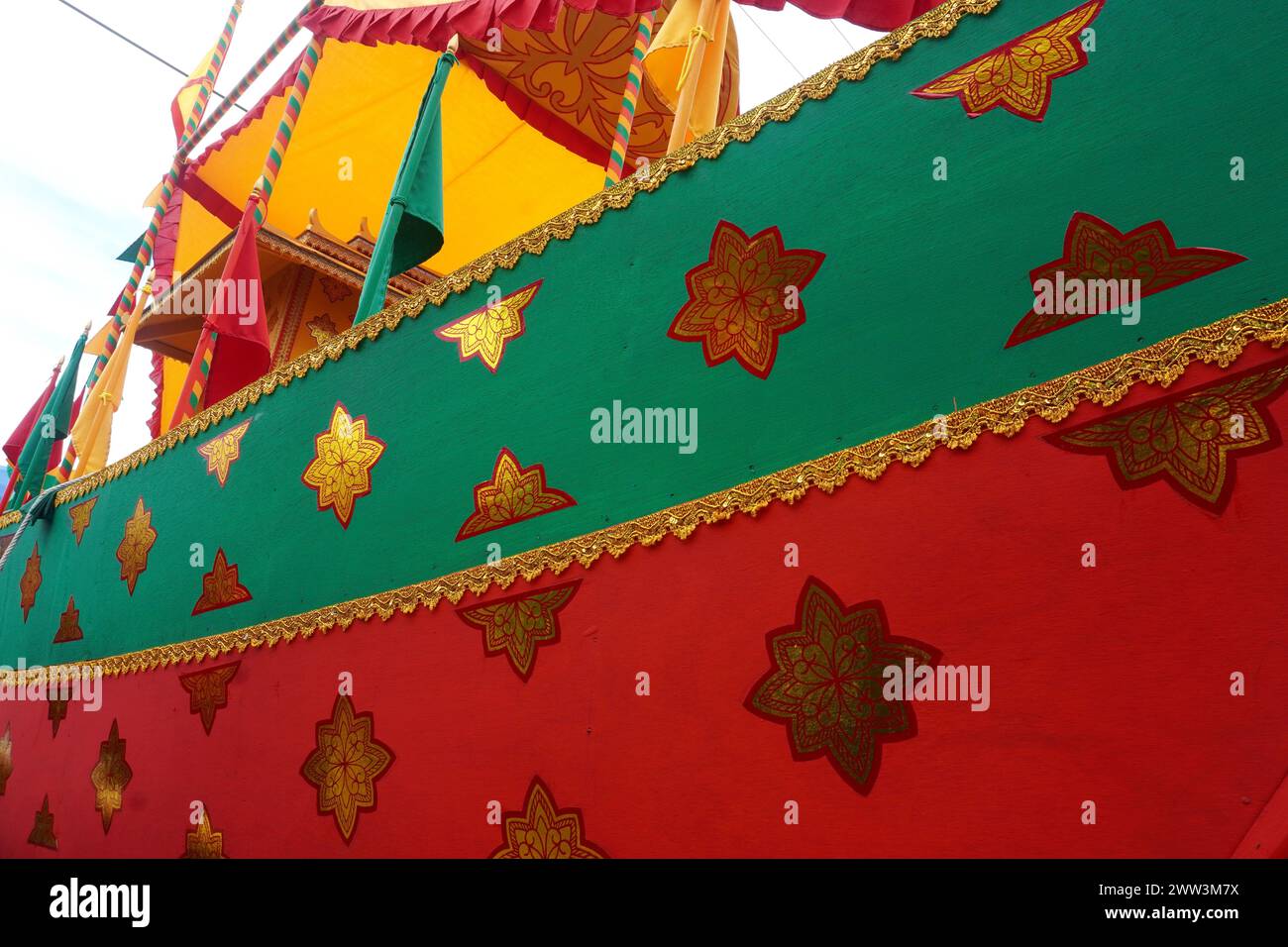 design details at the boat containing offerings that will be floated ...